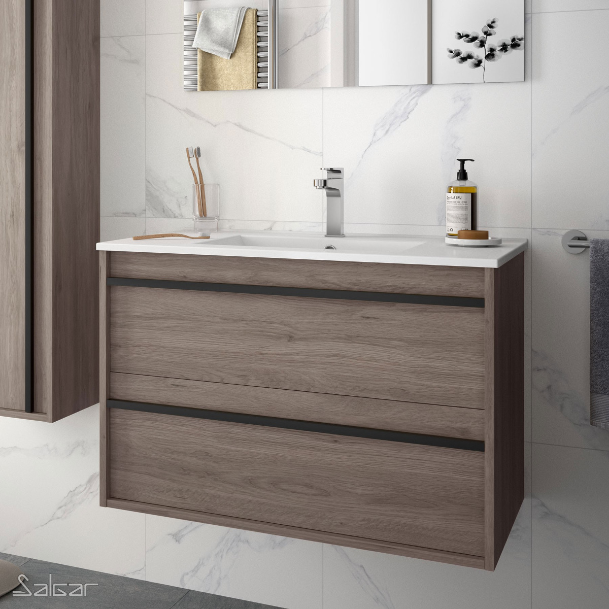 Mueble de 80 suspendido con lavabo integrado Salgar Attila 800 | Compra ...